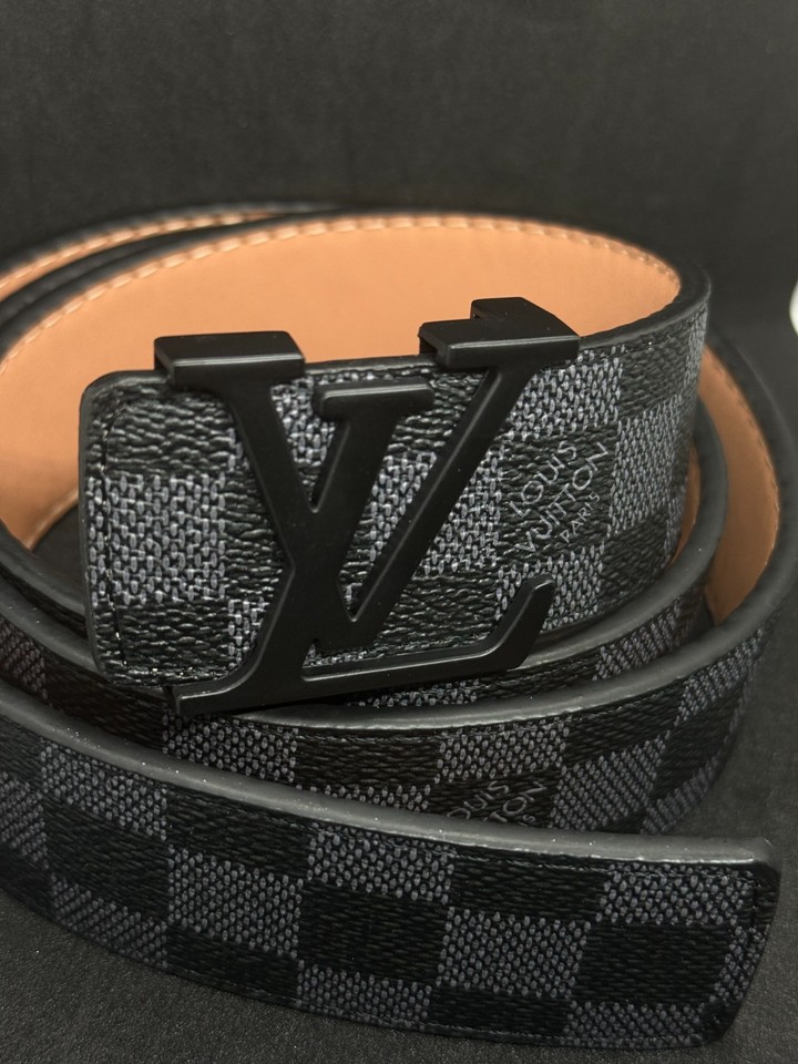 Louis Vuitton LV Initiales Belt – Damier Graphite Checker Pattern ...