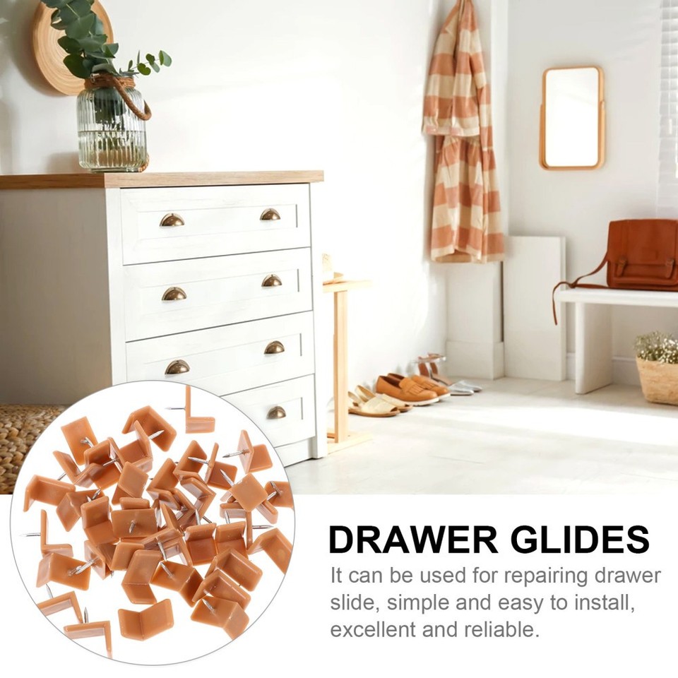 120 pcs Tack in Drawer Tack Glide Plastic Drawer Glides L Shaped Drawer ...