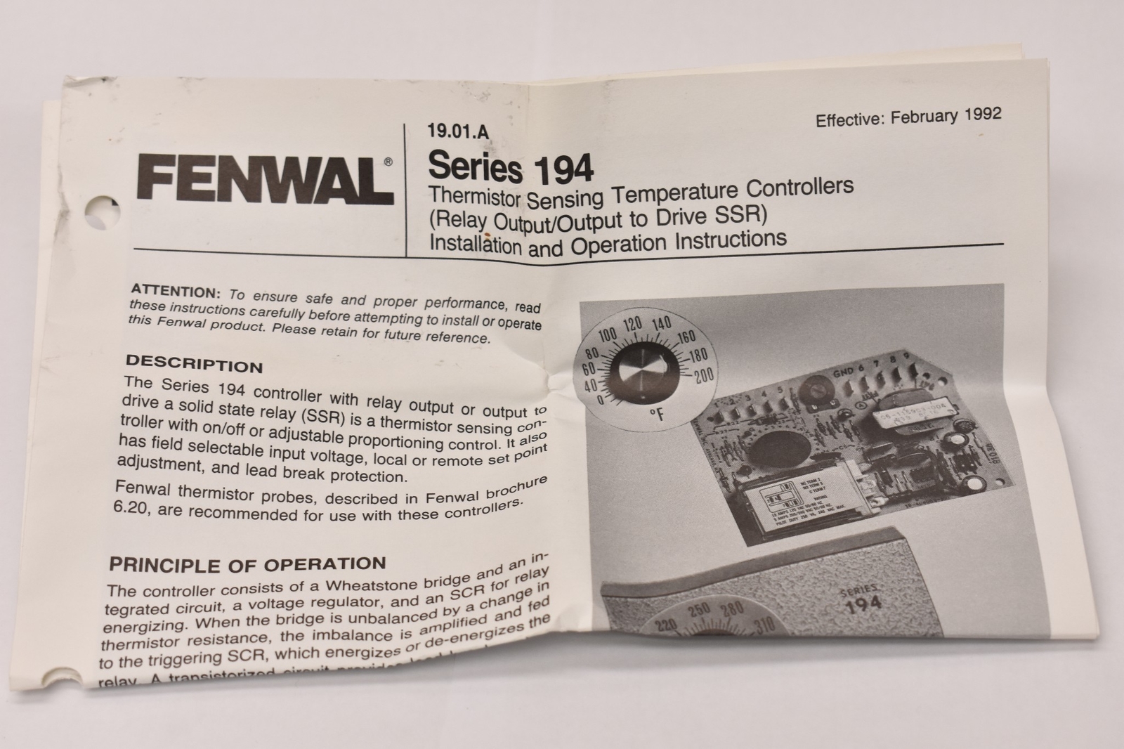 Repair Evaluation Only Fenwal 19-424005-100 Temperature Controller for ...