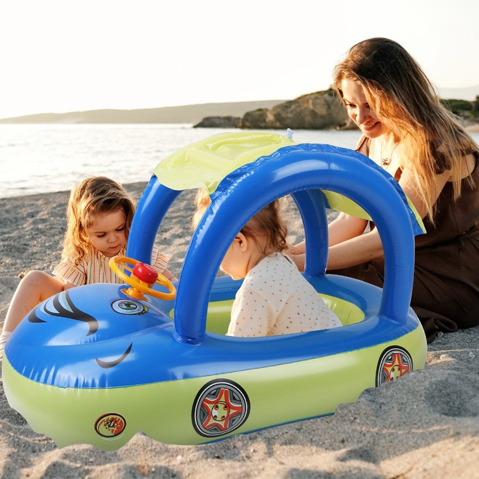 Inflatable Pool Baby Float Car Shaped Toddler Swimming Float Boat Pool ...