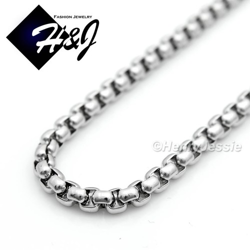 18-40"MEN's 316L Stainless Steel 4mm Silver Smooth Box Link Chain ...