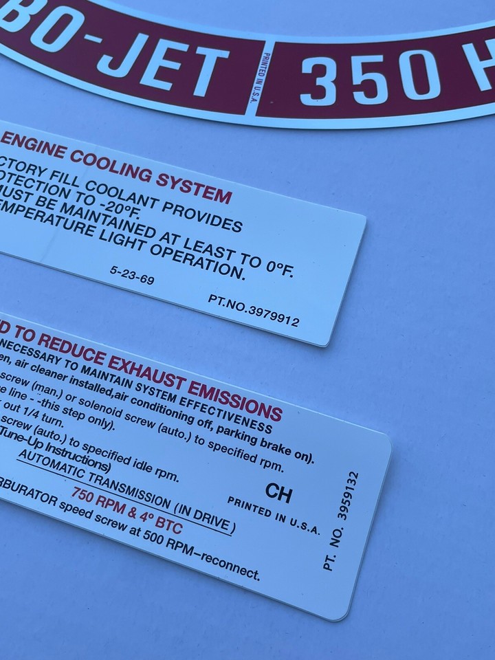 1969 Chevelle 396/350 HP Decals Kit | 5 Decals Pieces | Black | Round ...