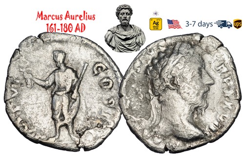 Ancient Roman Empire Coin Silver Denarius Marcus Aurelius 161 180 AD ...