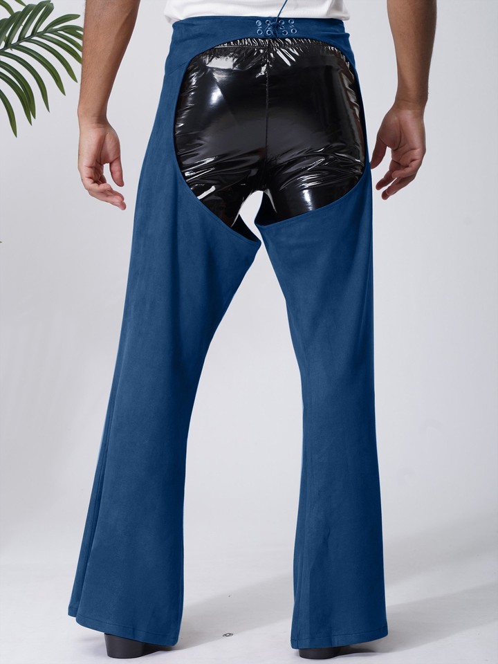 Mens Western Cowboy Motorcycle Tassel Hollow Out Pants Trousers ...