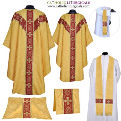 NEW YELLOW Gothic Chasuble & Low Mass Set, Gothic Vestment, Casulla ...