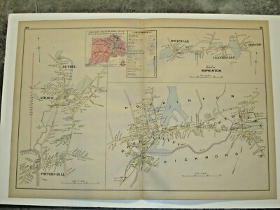 1895 HOPKINTON, RI., MAP REMOVED FROM THE EVERTS & RICHARDS ATLAS OF ...