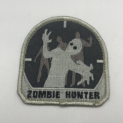 Zombie Hunter Hook & Loop Airsoft Tactical PVC Morale Patch Grey And ...