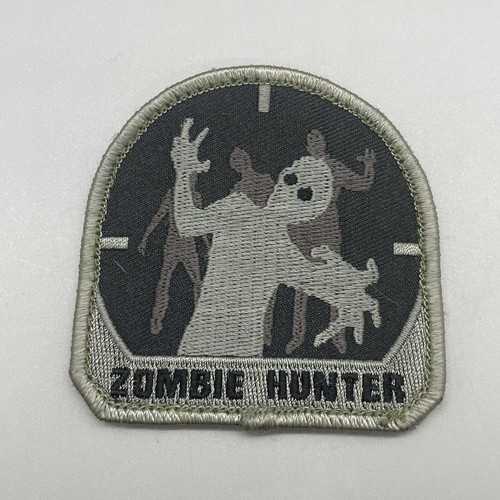 Zombie Hunter Hook & Loop Airsoft Tactical PVC Morale Patch Grey And Black | eBay