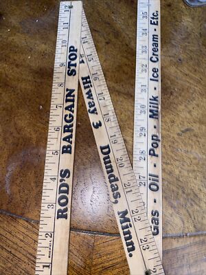 Vintage Wood Foldable Yard Stick Advertising Rod’s Bargain Shop Dundas ...