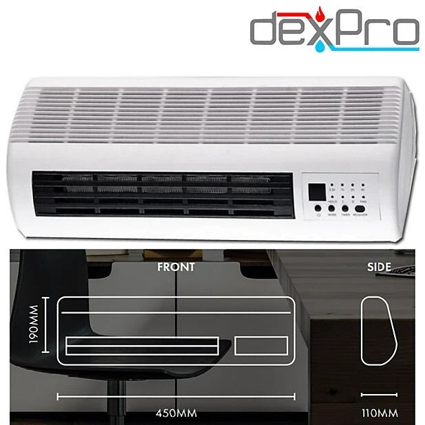 Dexpro 2kw Electric Over Door Warm Air Curtain Fan Wall Heater Remote ...