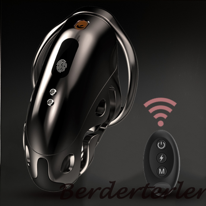 Black Remote Control Shock Male Chastity Lock Distance Controlled ...