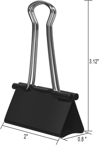 24 Extra Large Binder Clips Black Strong Metal Clamps 2 Inch 250 Sheets ...