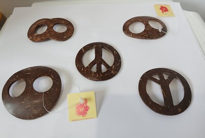 5-Hawaiian Tropical Sarong Pareo Beach Cover Up Coconut Shell Buckles ...