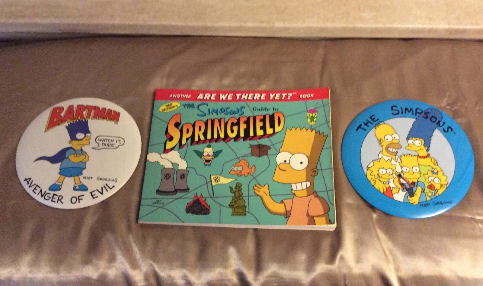 The Simpsons Guide to Springfield Book & Two Big Buttons Pins Retro | eBay
