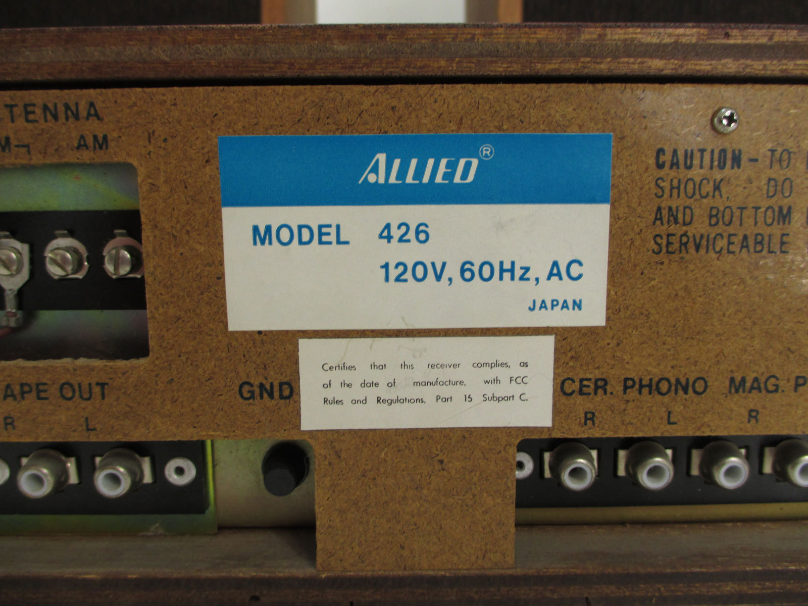 Allied Stereo Receiver Model 426 AM FM Stereo Simulated Wood Finish ...