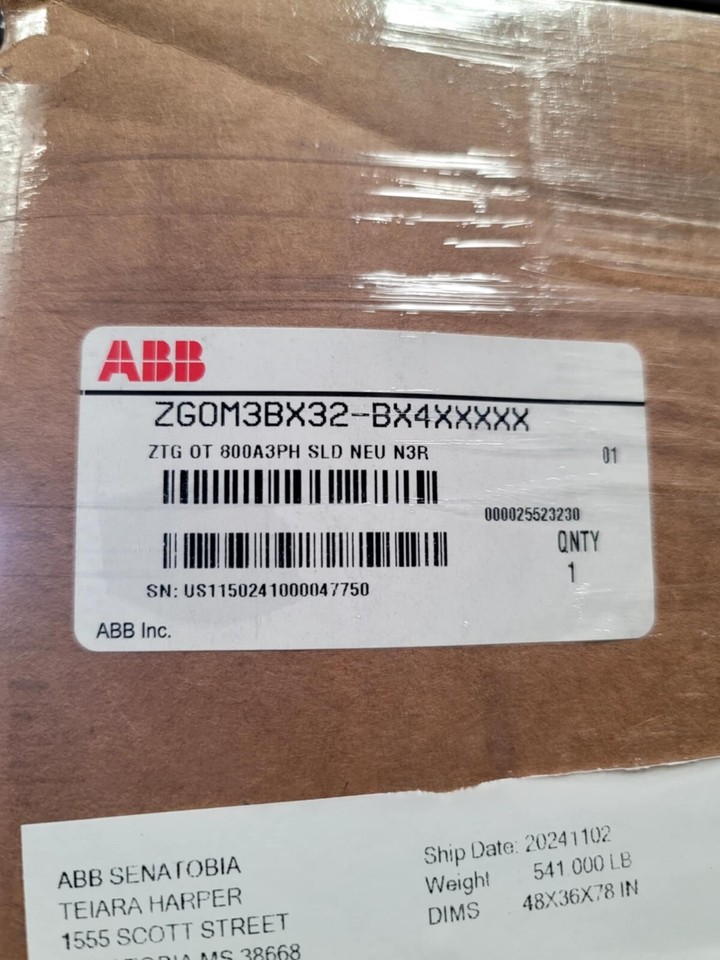 ABB Zenith ZTG 800A 3Phase 3pole N3R 200-480v AUTOMATIC TRANSFER SWITCH ...