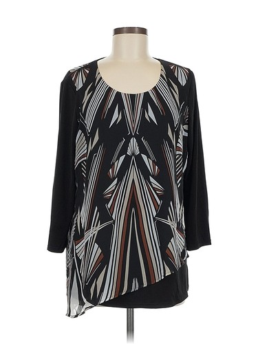JM Collection Women Black 3/4 Sleeve Blouse M | eBay