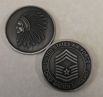 Chief / CMSgt Antique Silver Finish Air Force Challenge Coin / Current ...