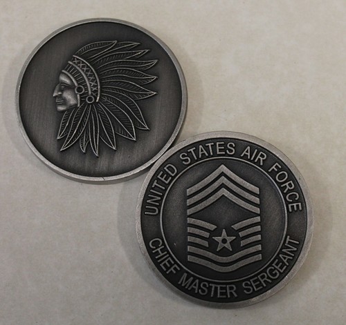 Chief / CMSgt Antique Silver Finish Air Force Challenge Coin / Current ...