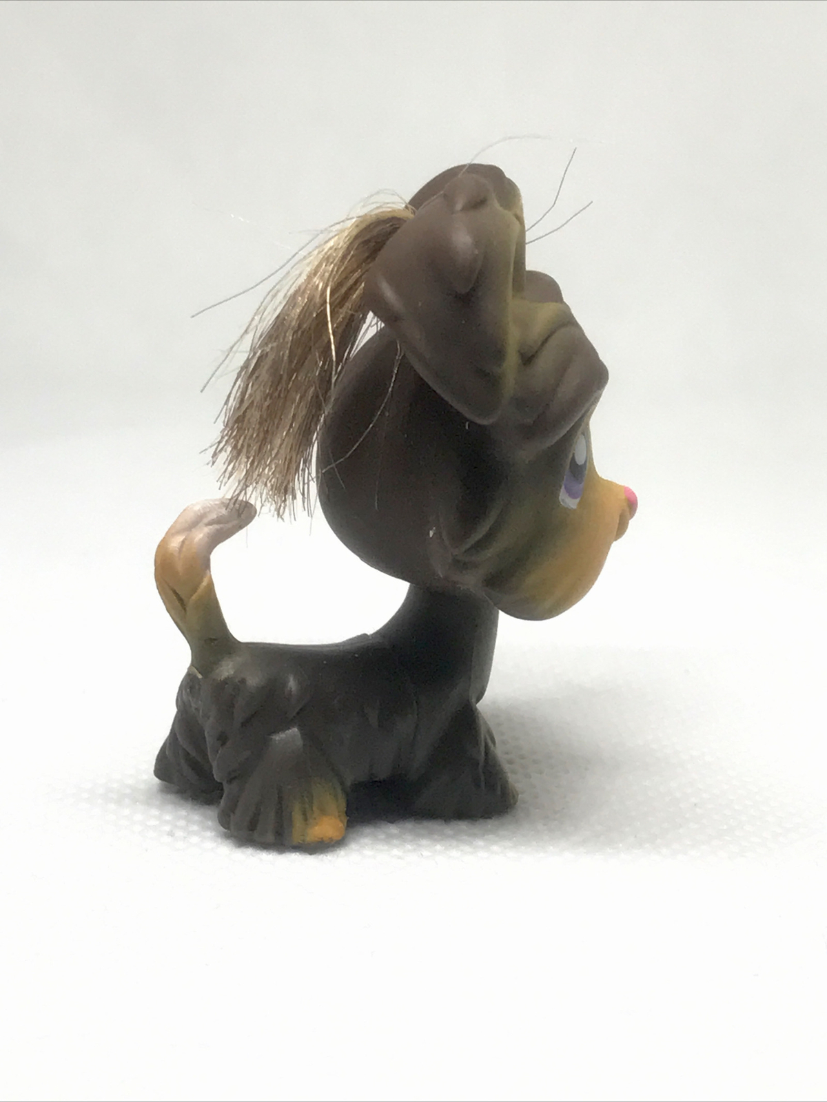 Littlest Pet Shop LPS #398 Shih Tzu Yorkie Dog Dark Brown Tan Purple ...