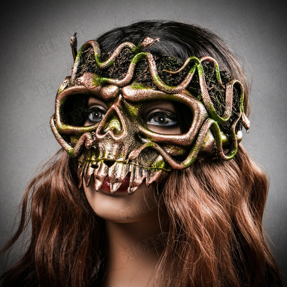 Medusa Snake Pirate Skull Mask Costume for Halloween Unique Masquerade ...