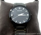 Bulova Men's Quartz Watch with Diamond Dial Edge to Edge Crystal Black ...