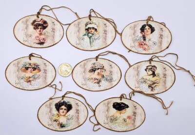 8-Vintage-Shabby Chic-Ladies-Ephemera-Journal-Linen Cardstock-Gift-Hang ...