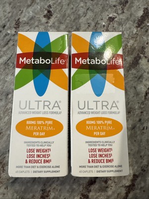 2 Pack MetaboLife Ultra Advanced Weight Loss Formula 45 Caplets Exp. 3/ ...