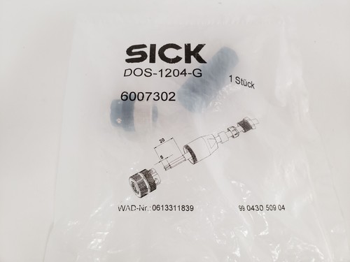 SICK DOS-1204-G CONNECTOR M12 FEMALE 4 PIN FIELD WIREABLE (6007302) NIB ...