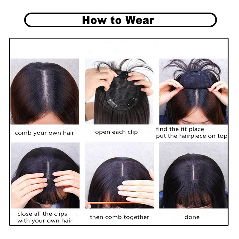 100% Real as Human Hair Topper Toupee Clip in Hairpiece Top Hairpiece ...