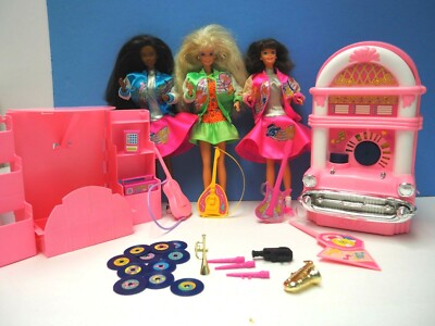 1987 Barbie Sensations Jukebox Music Shop, 3 Dolls | eBay