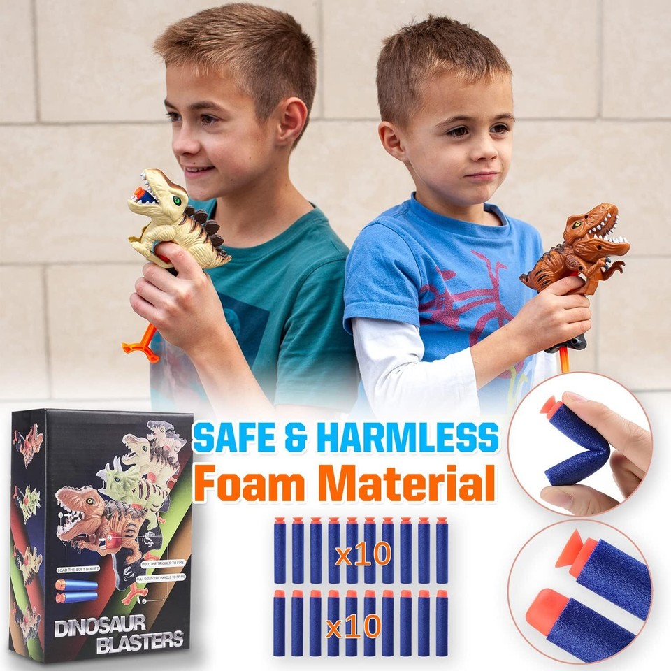 2Pack T-rex & Stegosaurus Small Dinosaur Blaster Gun Toys for Boys 3-6 ...