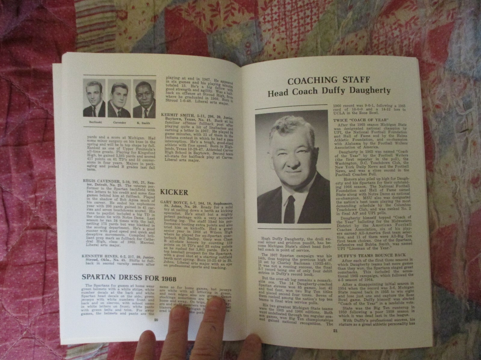 1968 MICHIGAN STATE SPARTANS FOOTBALL MEDIA GUIDE Yearbook Program BILL ...