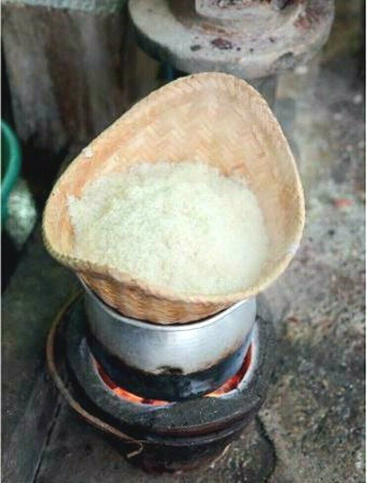 Thai Lao Sticky Rice Cooker Steamer BamBoo Basket Pot Kitchen Food Menu ...