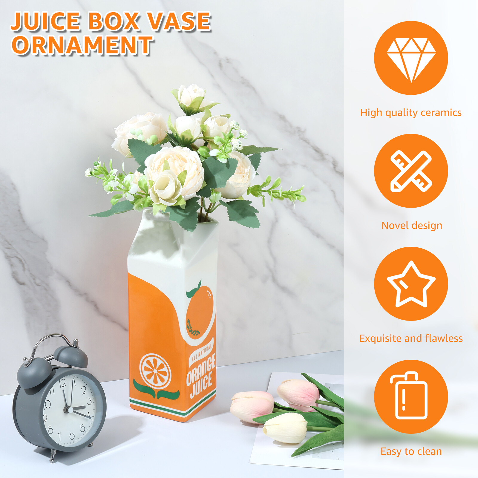 Orange Juice Vase Vintage Juice Box Vase Cute Creative Flower Vases ...