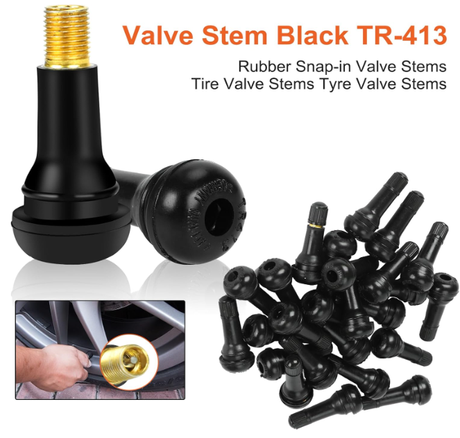 100pcs TR413 Snap-In Valve Stems – Tubeless Rubber Tire Valves for Car ...