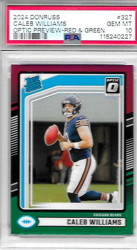 2024 DONRUSS CALEB WILLIAMS OPTIC PREVIEW RED & GREEN PRIZM REFRACTOR ...