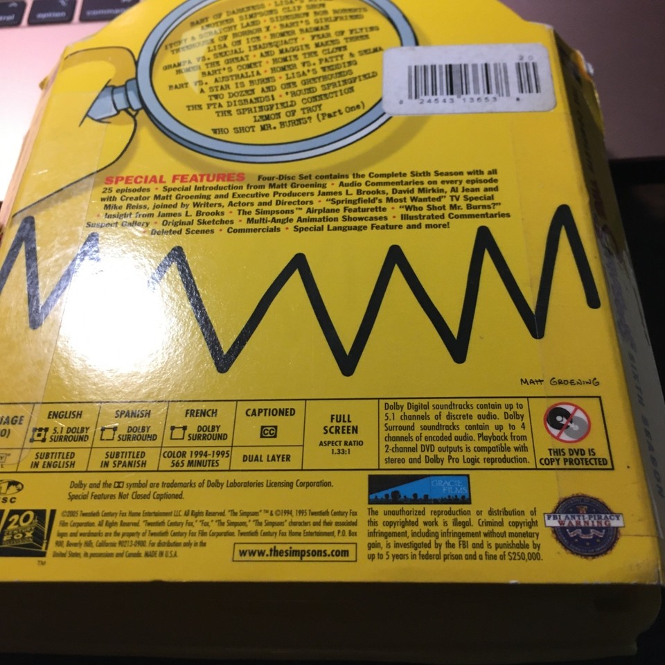 2005 The Simpsons Complete Season 6 DVD Set – Collector’s Edition 4 ...