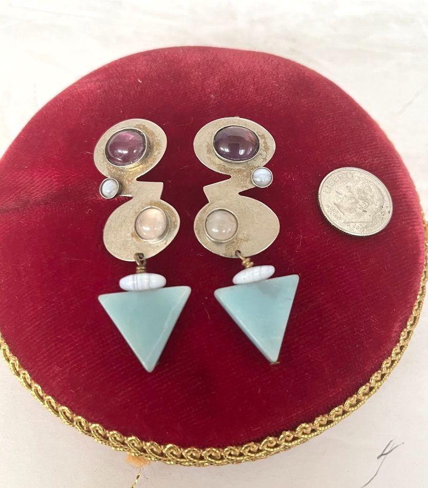 GALE ROTHSTEIN JEWELED HANGING DANGLE EARRINGS Signed | eBay