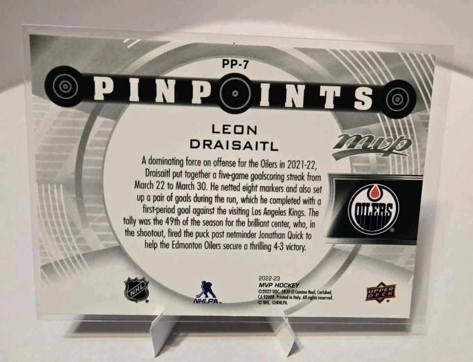 2022-23 Upper Deck MVP Pinpoints PP-7 Leon Draisaitl Edmonton Oilers | eBay