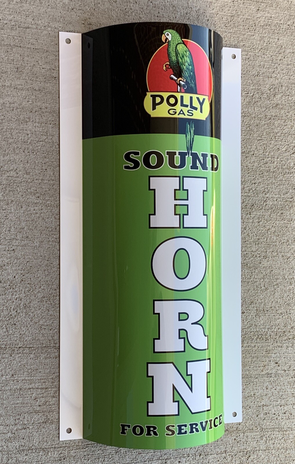 Polly Parrot Gasoline Sound Horn Service Curved Metal Gas sign Pump Oil ...