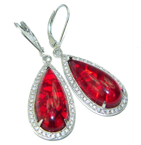Amazing authentic Red Helenite .925 Sterling Silver earrings | eBay