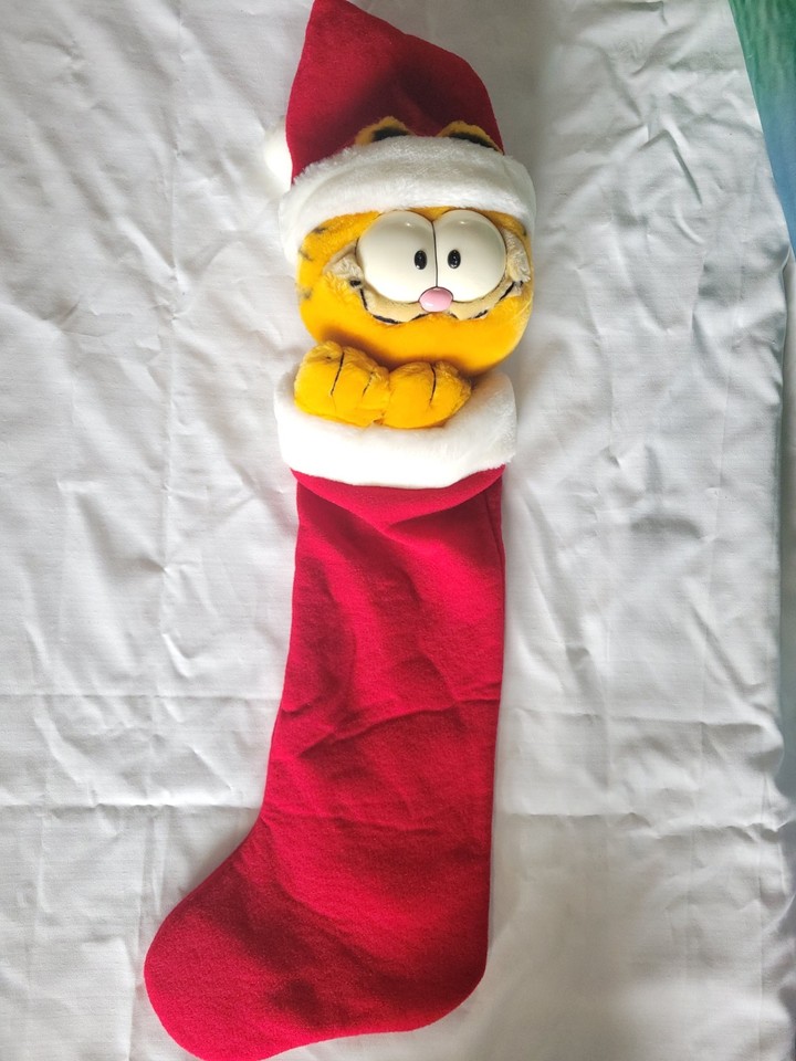 Garfield 3x Christmas bundle Vintage dakin stocking & ski plush stover ...