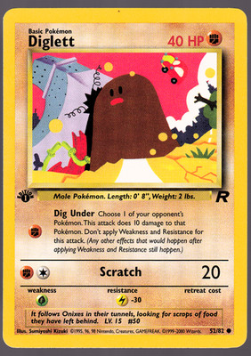 Diglett 1st Edition 52/82 Team Rocket 2000 Pokemon TCG Card NM | eBay