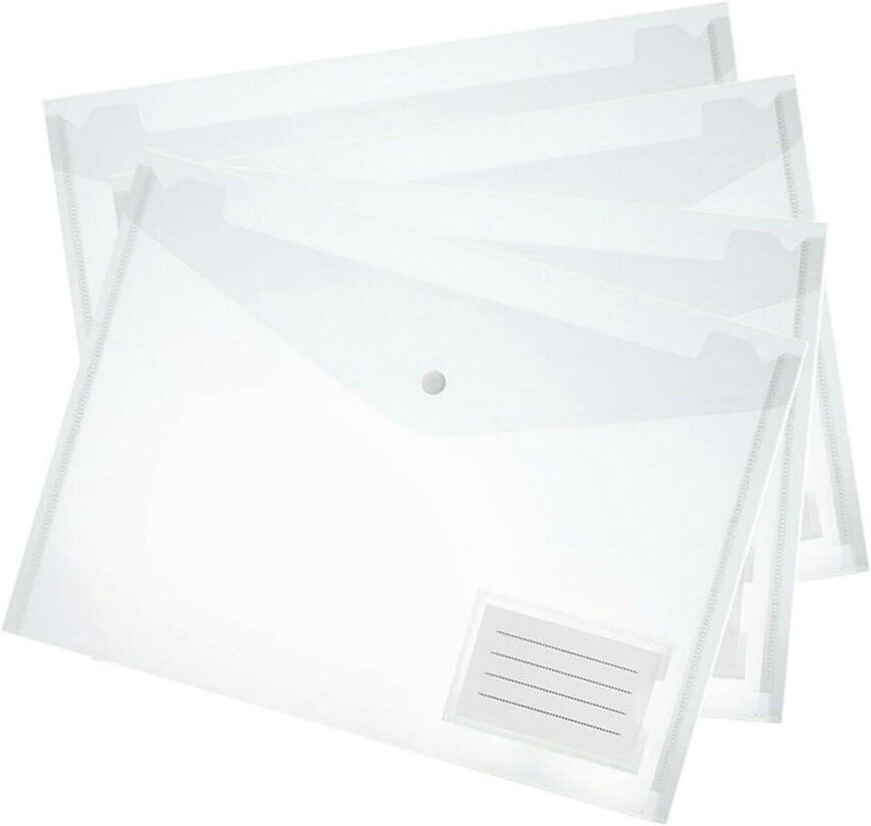 A4 Plastic Stud Closing Document Wallets Files Folders Assorted Colour ...