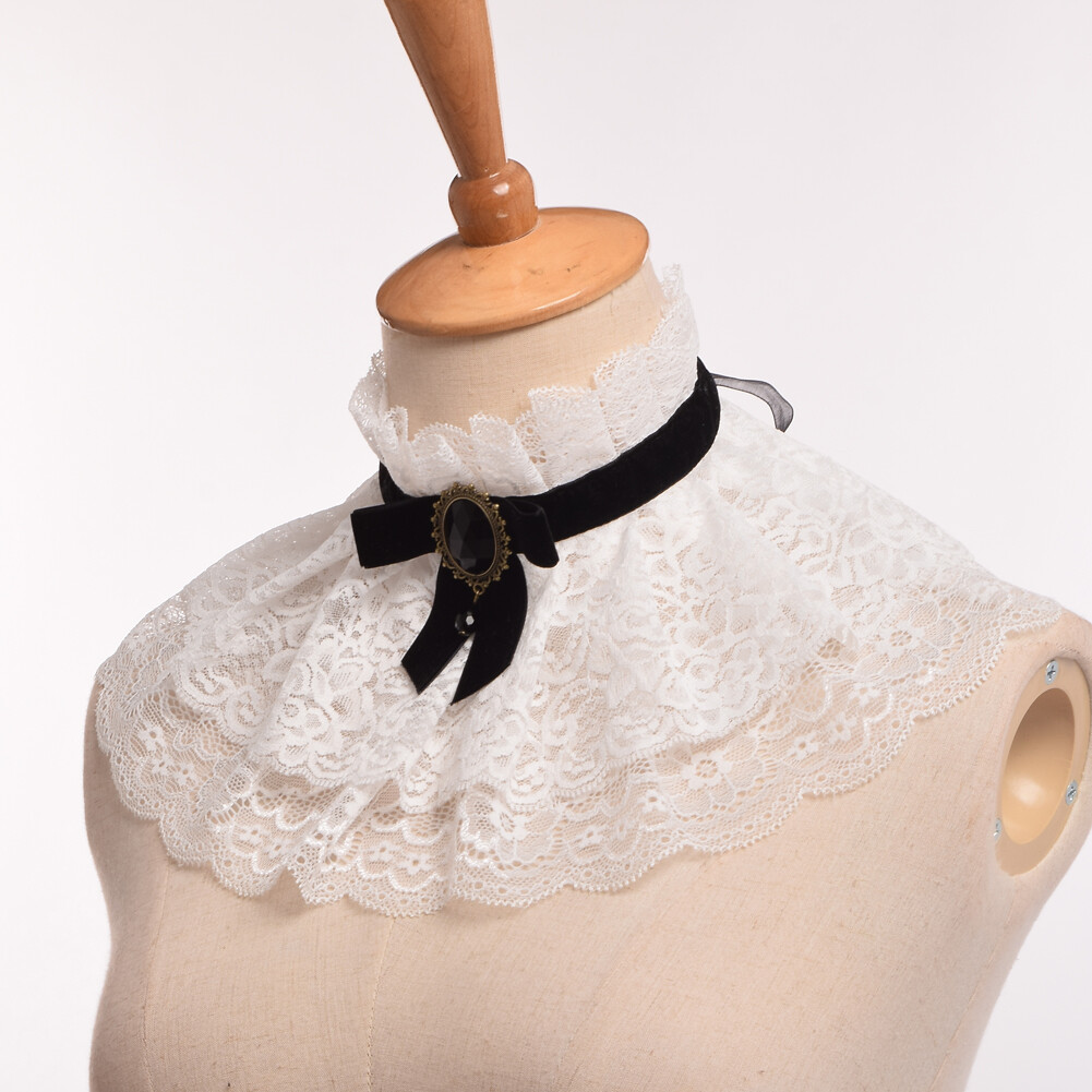 Retro Victorian White Bowknot Ribbon Detachable Collar Opera Collar ...