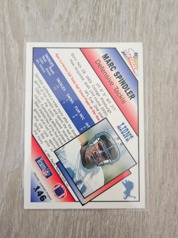 Marc Spindler NFL card #146 Pacific Football 1991 Detroit Lions | eBay