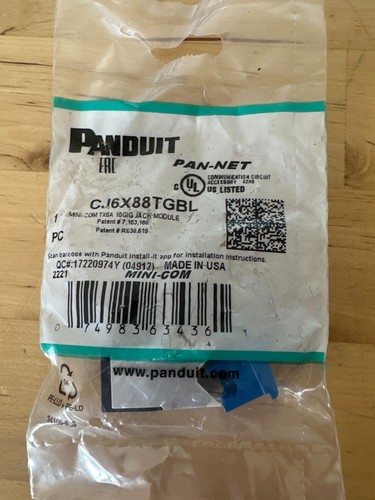 Panduit CJ6X88TGBL Mini-Com® TX6A 10Gig TG Style Jack Module, Black Qty ...
