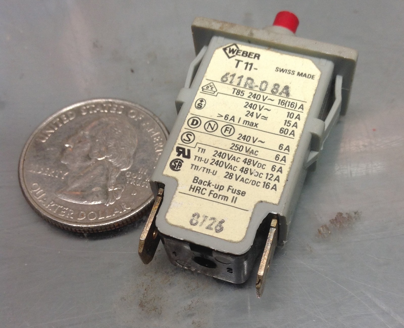 weber rectangle mini circuit breaker panel mount 611R 0.8A swiss made ...