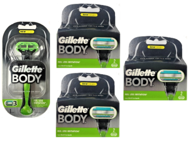 Gillette Body Razor Handle + 7 Gillette Body Powerglide Cartridges | eBay